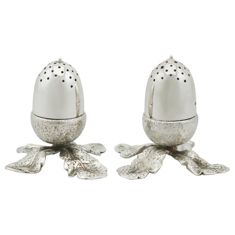 Victorian Pair of Sterling Silver Acorn Peppers by Alexander Crichton ...