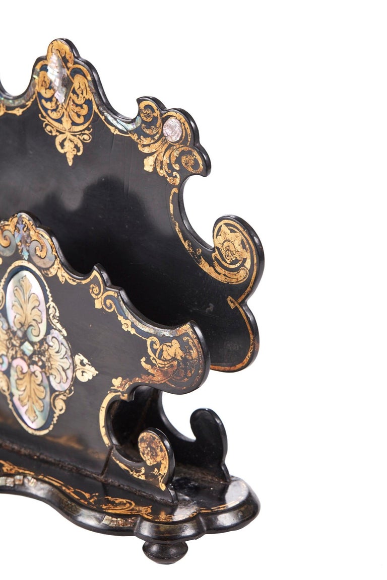 Victorian Paper Mache Lacquered Hand Painted Letter Stand For Sale at ...