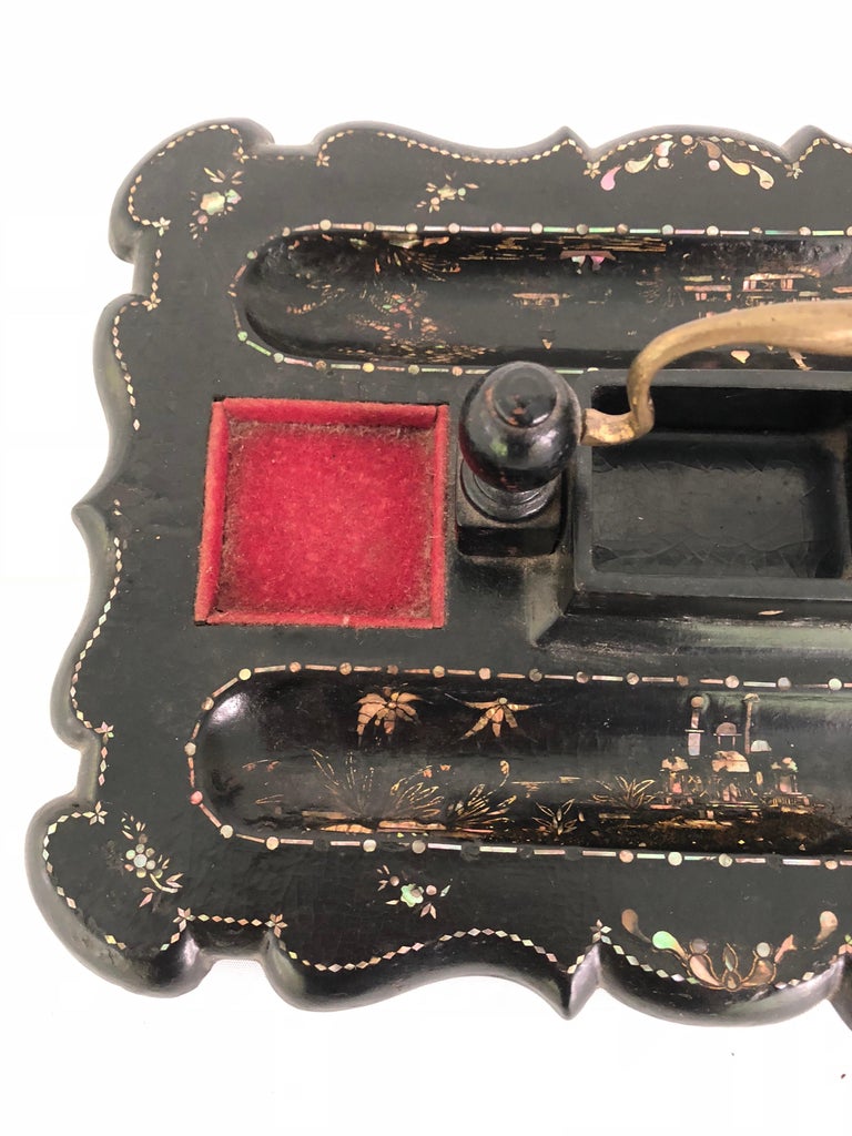 Victorian Papier-Mâché Pen and Ink Stand For Sale at 1stDibs