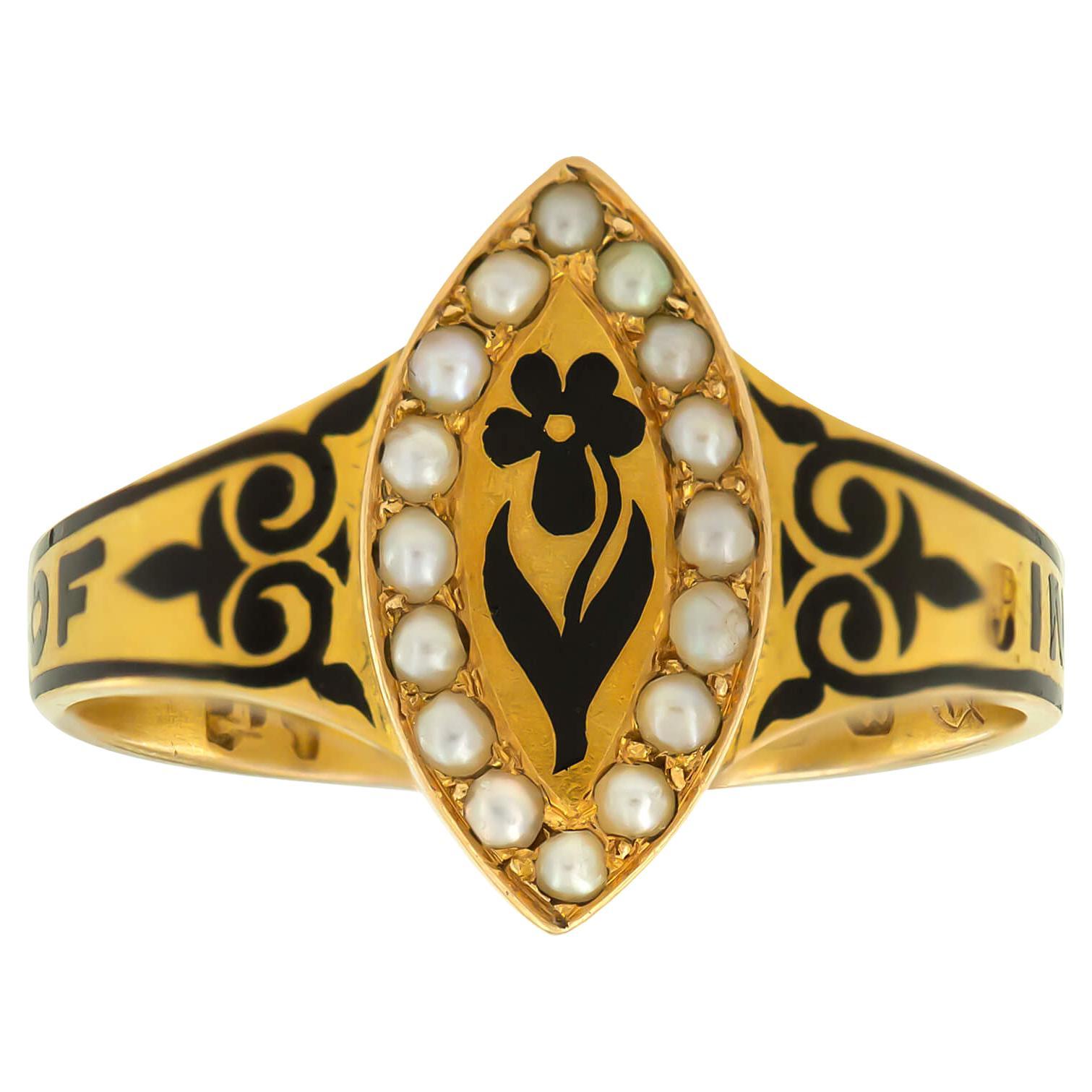 George IV 18 Karat Gold and Enamel Memorial Mourning Ring, London, 1829 ...