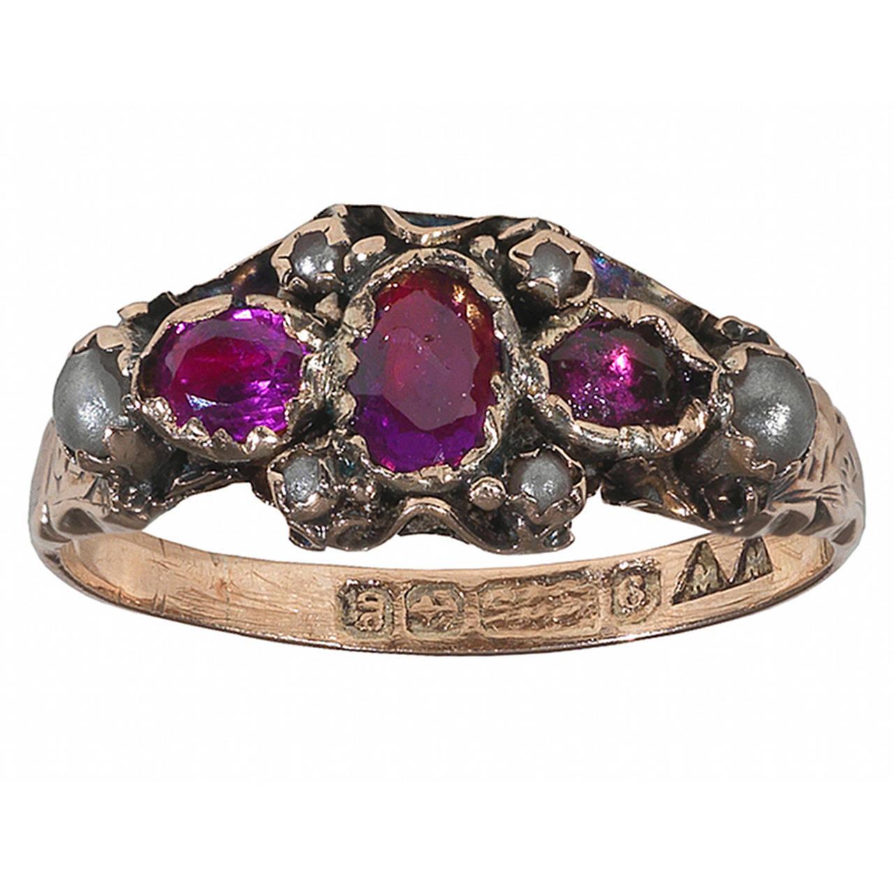 A Georgian Ruby And Seed Pearl Ring circa 1820 For Sale at 1stDibs