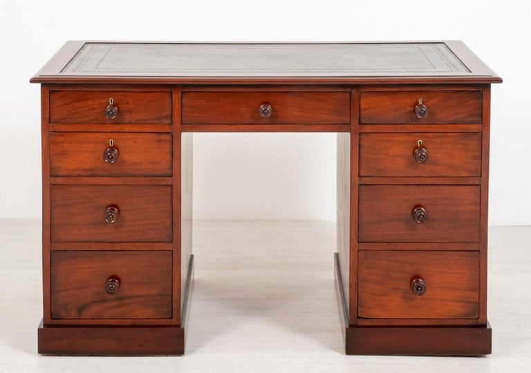 Victorian Pedestal Desk Antique Mahogany 1870 For Sale at 1stDibs