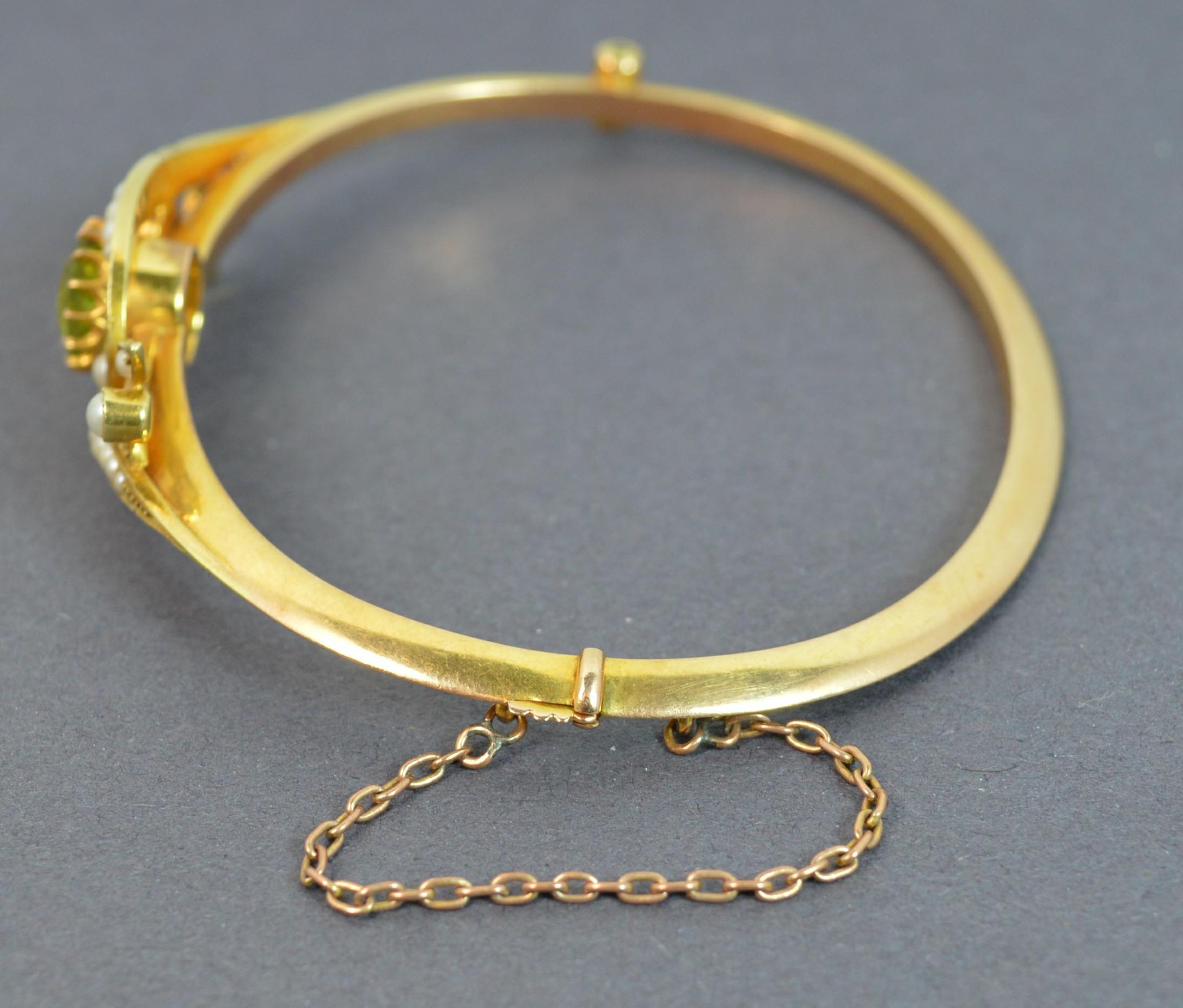 Victorian Peridot and Seed Pearl 15 Carat Gold Bangle For Sale at ...