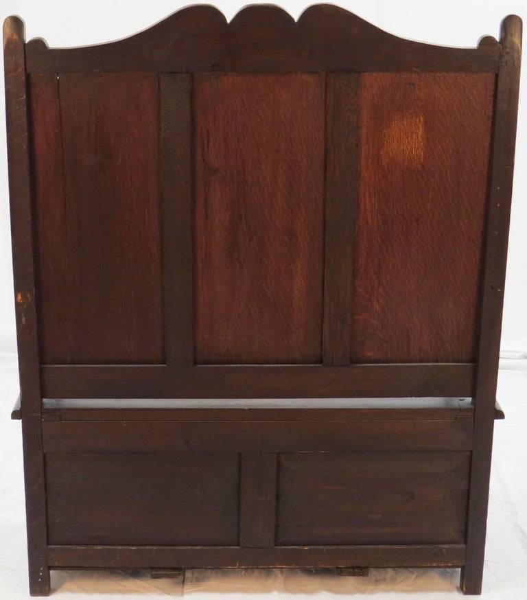 Victorian Period Carved Oak Tall Bach Bench Settle with Seat Storage ...