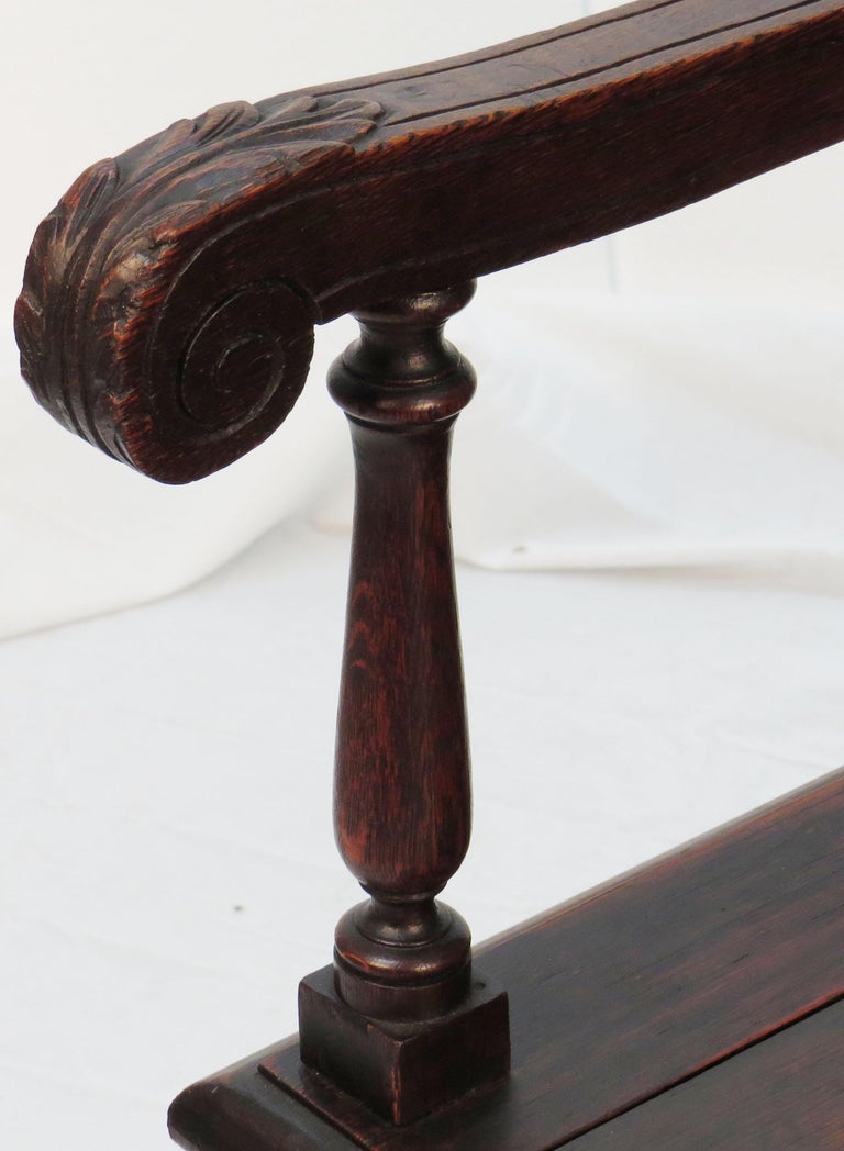 Victorian Period Carved Oak Tall Bach Bench Settle with Seat Storage ...