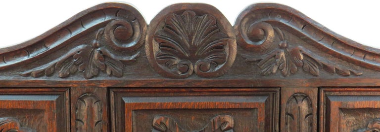 Victorian Period Carved Oak Tall Bach Bench Settle with Seat Storage ...
