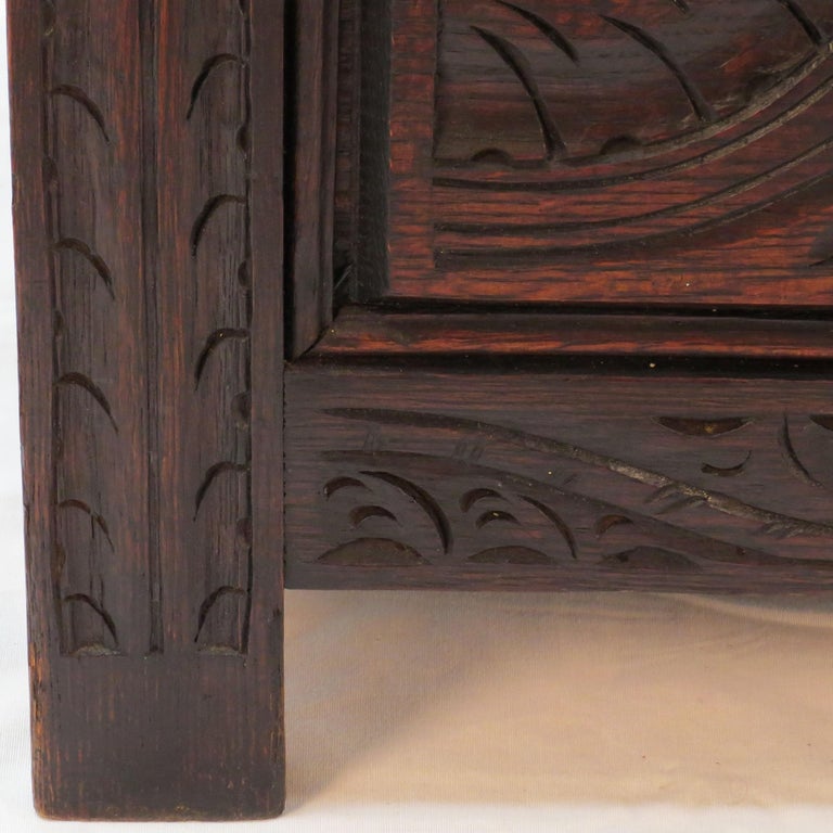 Victorian Period Carved Oak Tall Bach Bench Settle with Seat Storage ...