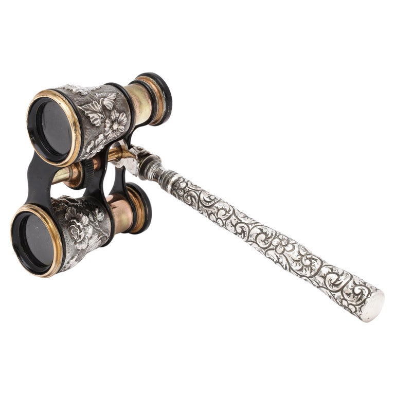Victorian Period Pair of Sterling Silver Opera Glasses with Removable ...