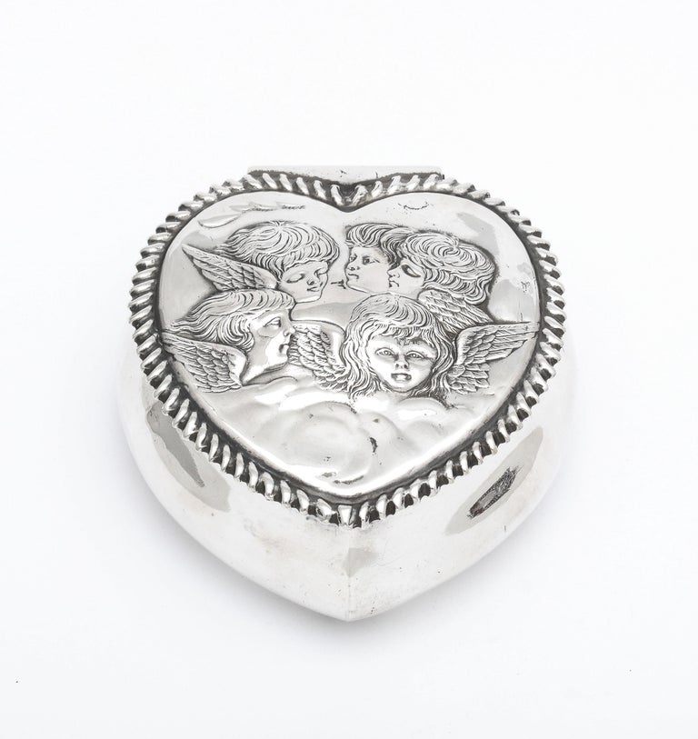 Victorian Period Sterling Silver Heart-Form Trinkets Box with Hinged ...