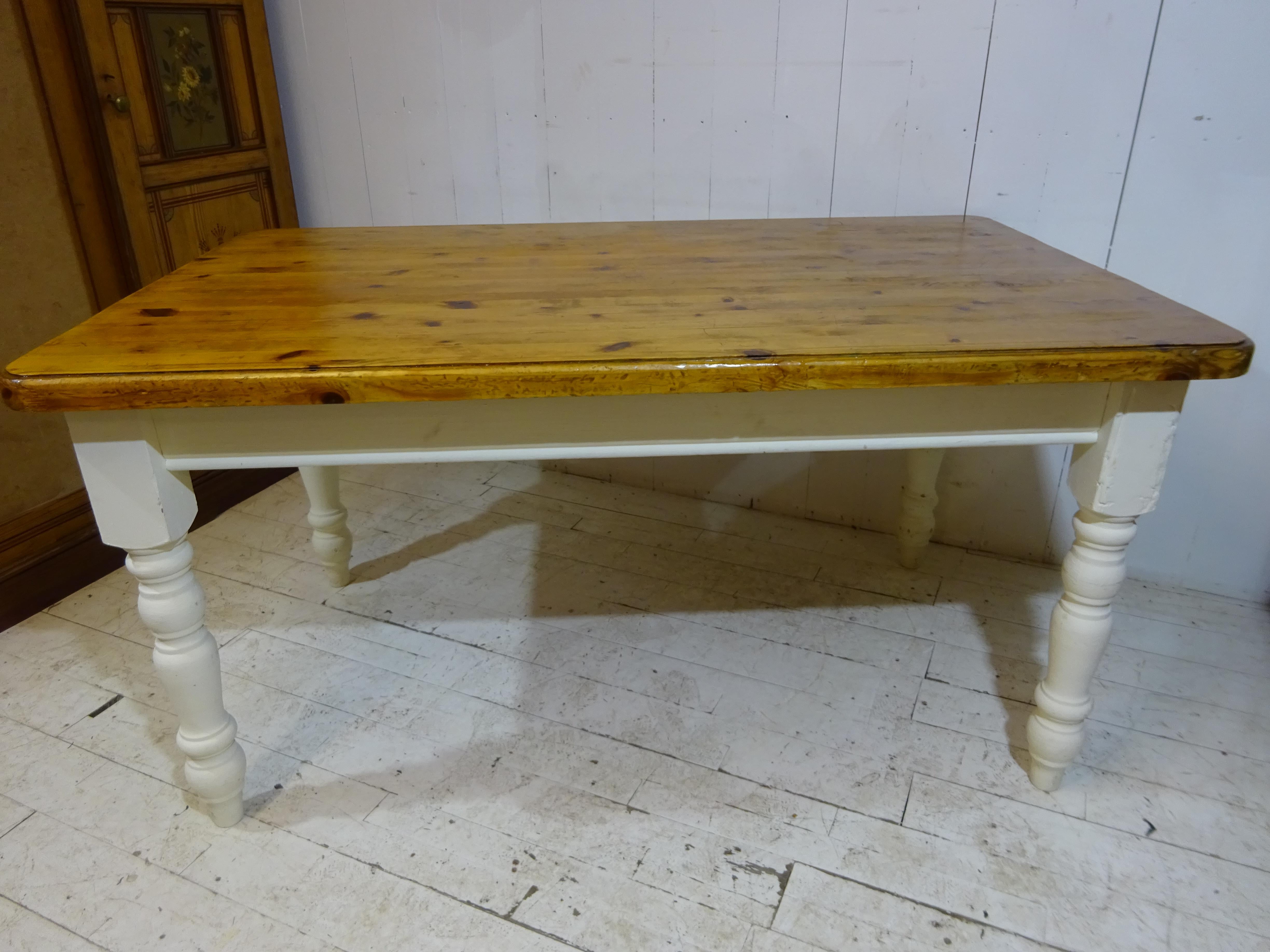 Victorian Pitch Pine Farmhouse Kitchen Table For Sale at 1stDibs