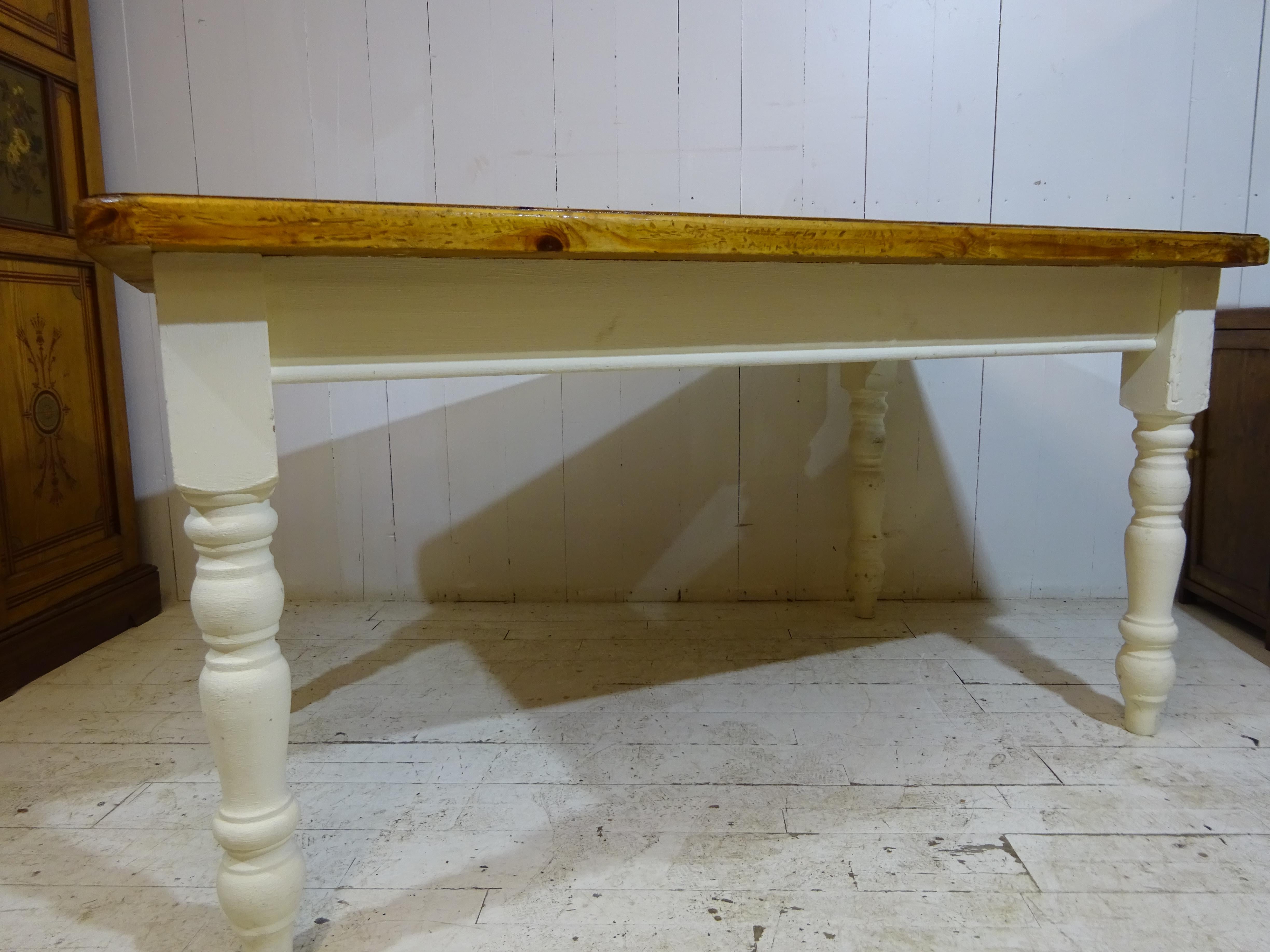 Victorian Pitch Pine Farmhouse Kitchen Table For Sale at 1stDibs