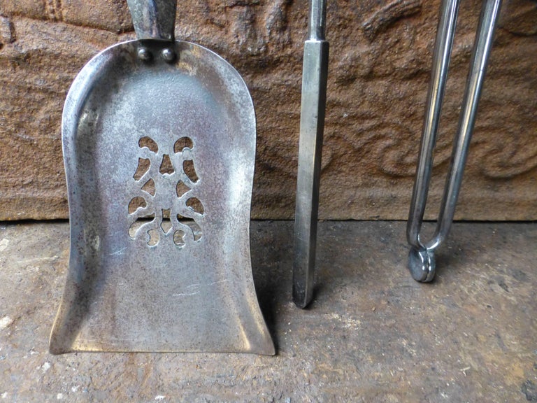 Victorian Polished Steel Fire Irons, Fireplace Tool Set For Sale at 1stDibs