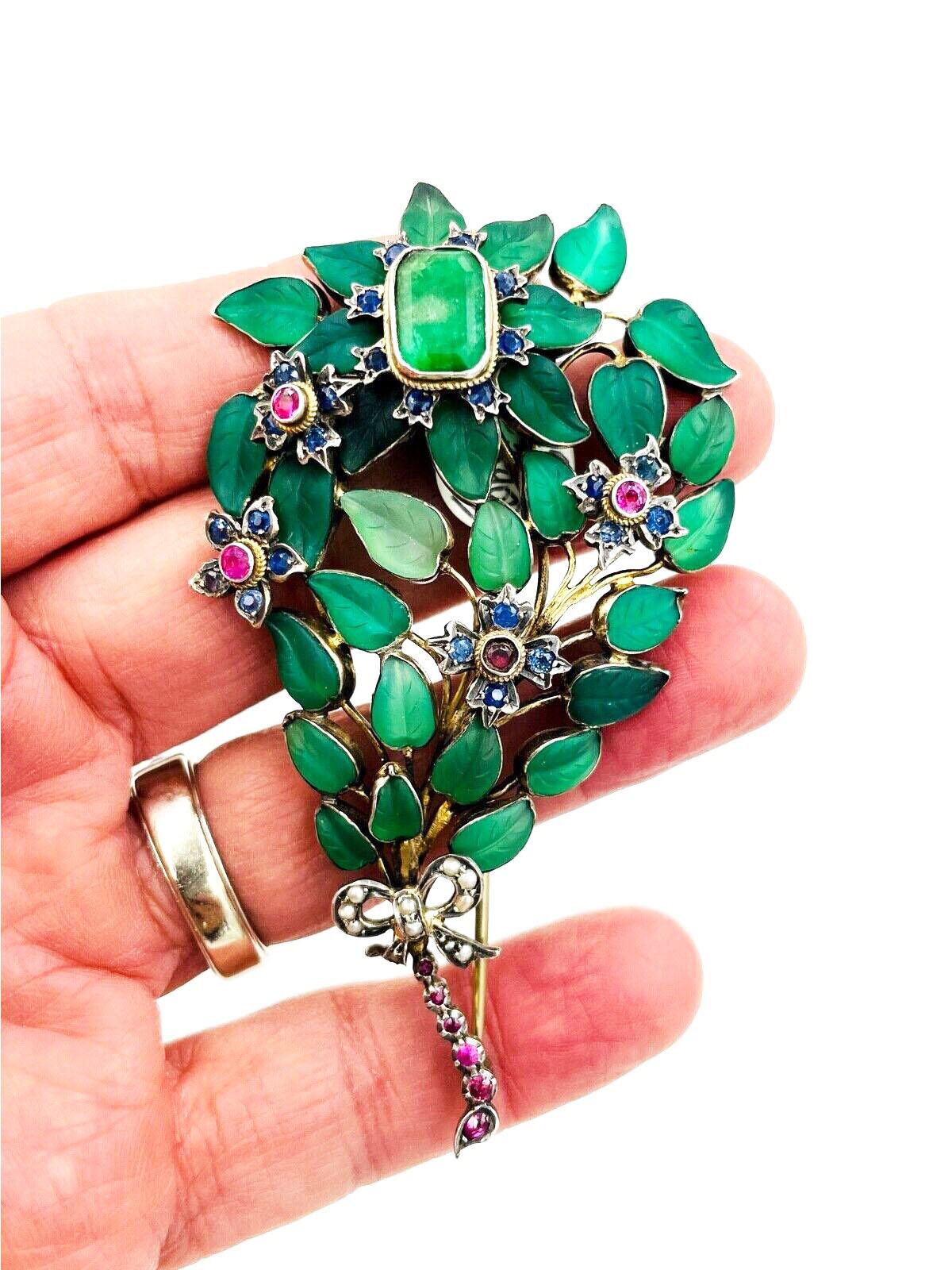 Victorian Precious Gems Silver Posy Brooch at 1stDibs