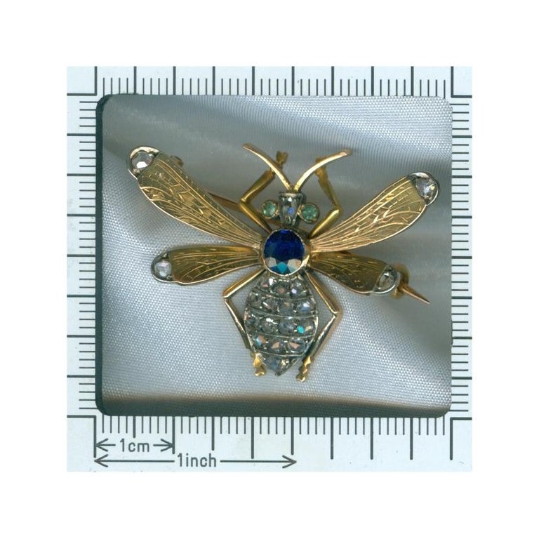 Victorian Queen Bee Brooch with Diamonds, Sapphire and Emeralds For ...