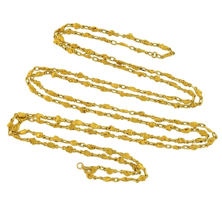 Victorian Rare Genuine Gold Nugget Chain Necklace 45.57 Grams at ...