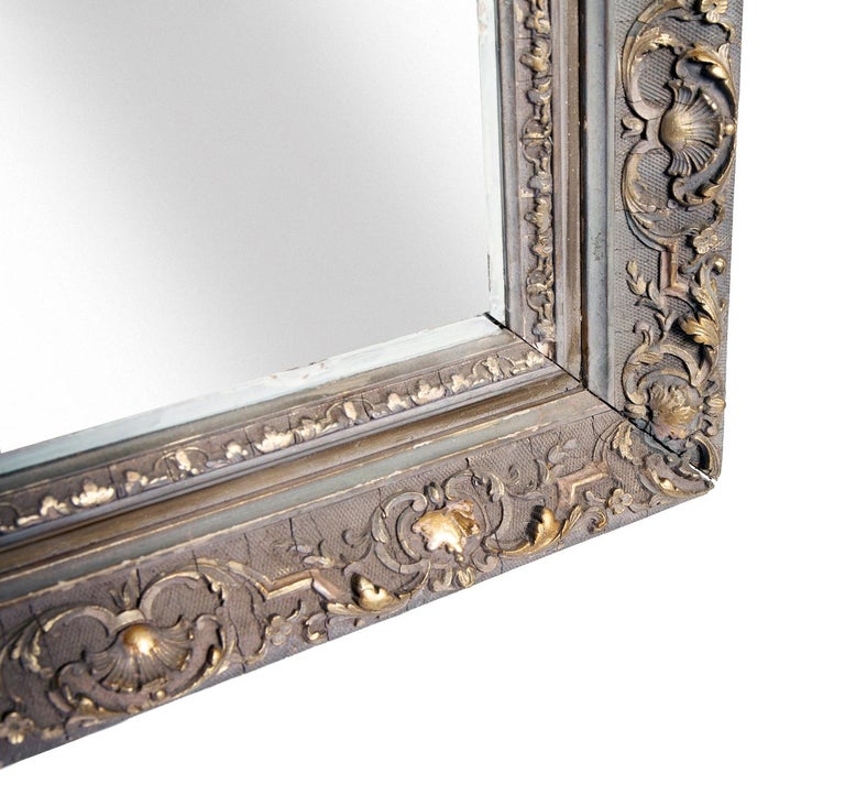 Victorian Rectangular Painted Mirror with Gilt Accents For Sale at 1stDibs