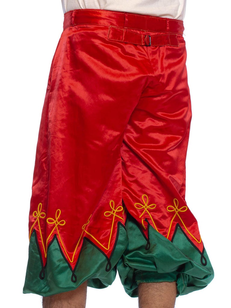 Victorian Red and Green Silk Satin Rare Near Mint Men's Antique Circus ...