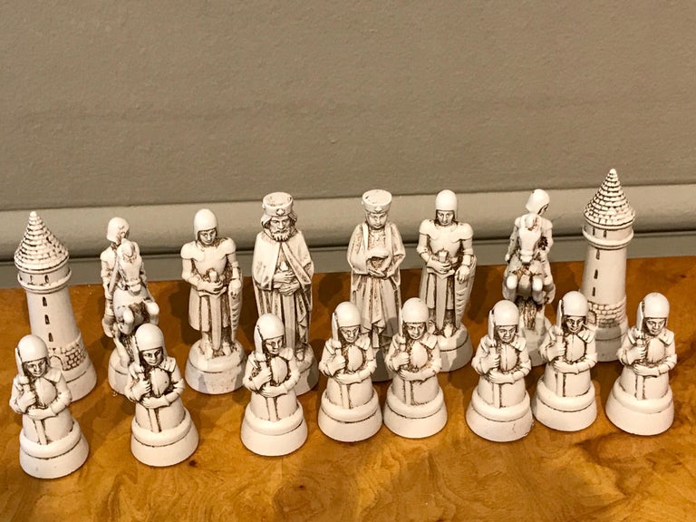 Victorian Reverse Painted Chess Board with Associated Chess Set at ...