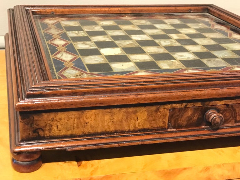 Victorian Reverse Painted Chess Board with Associated Chess Set at ...
