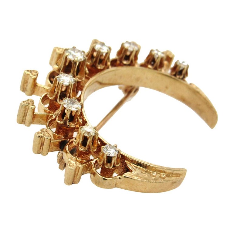 Victorian Revival Crescent Brooch For Sale at 1stDibs