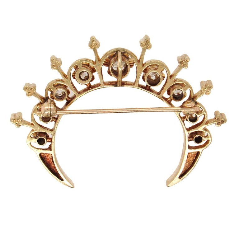 Victorian Revival Crescent Brooch For Sale at 1stDibs