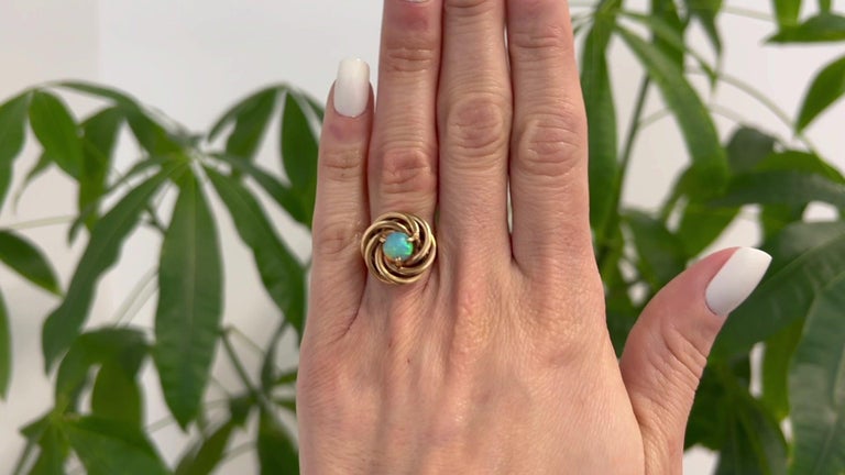 Victorian Revival F and F Felger Opal 14 Karat Yellow Gold Love Knot ...