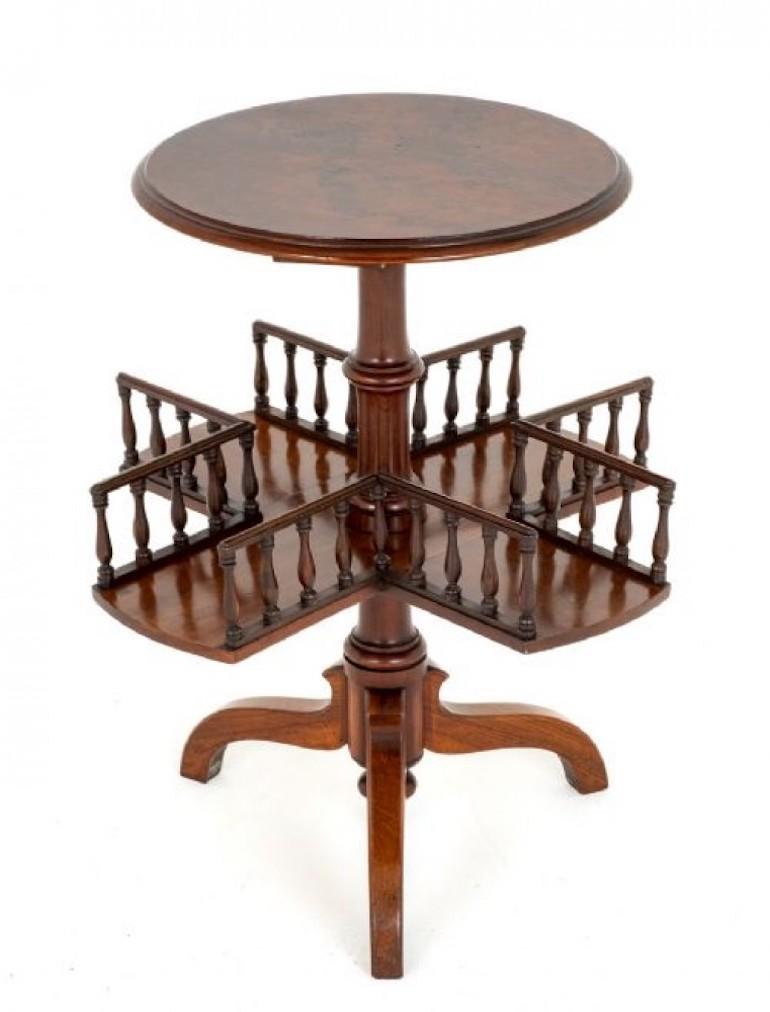 Victorian Revolving Side Table Antique Galleried 1880 For Sale at 1stDibs