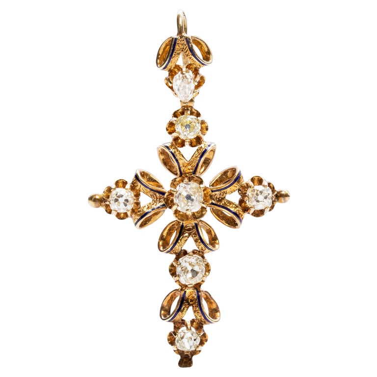 Victorian Ribbon Design French Cross with Filigree, and Old Cut ...