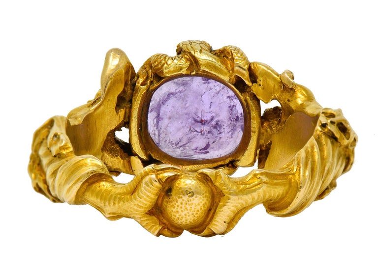 Victorian Roman Ancient Amethyst Intaglio 18 Karat Gold Men's Snake and ...