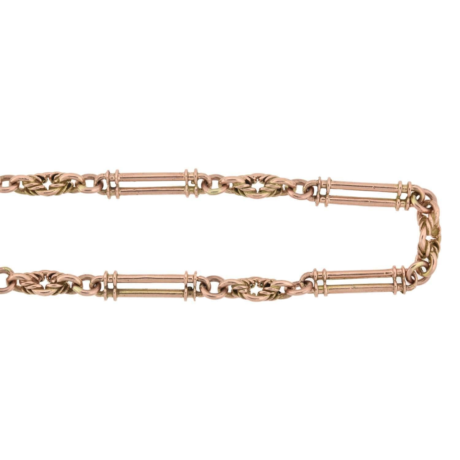 Victorian Rose Gold Chain Link Necklace at 1stDibs
