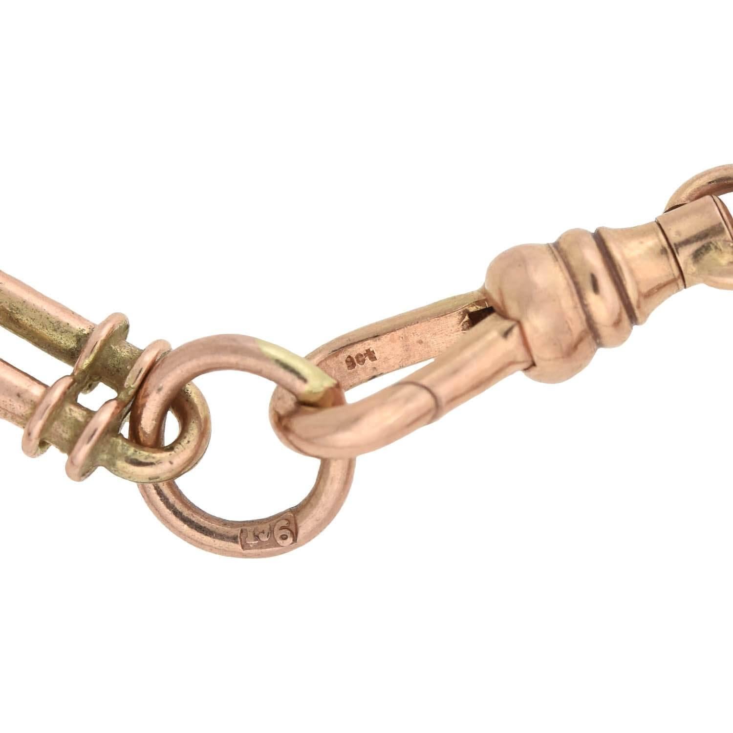 Victorian Rose Gold Chain Link Necklace at 1stDibs