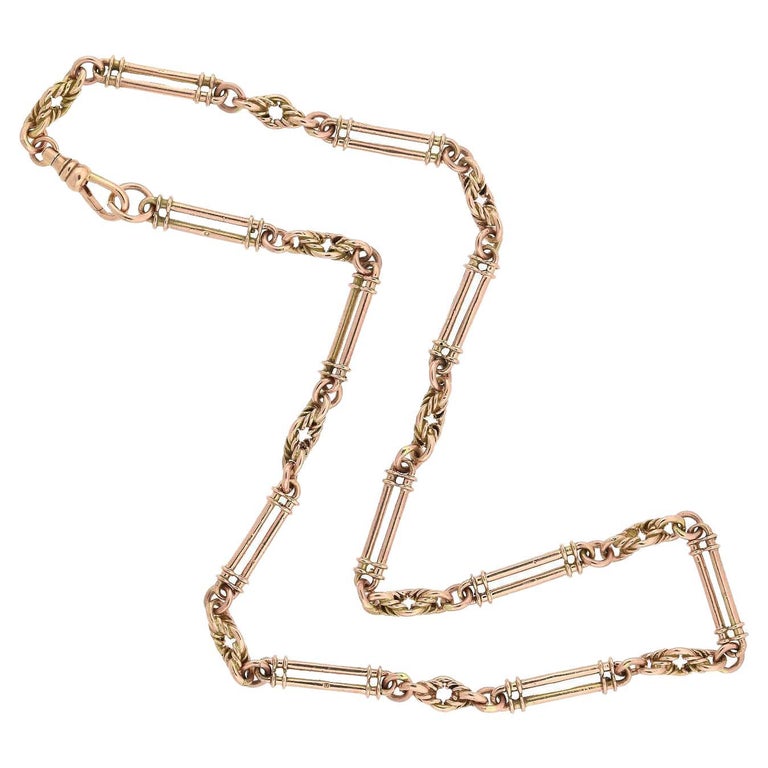 Victorian Rose Gold Chain Link Necklace at 1stDibs