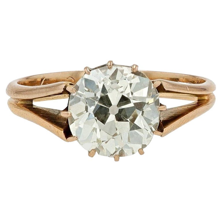 Victorian Rose Gold Solitaire 2.31 Carat Diamond Engagement Ring For ...