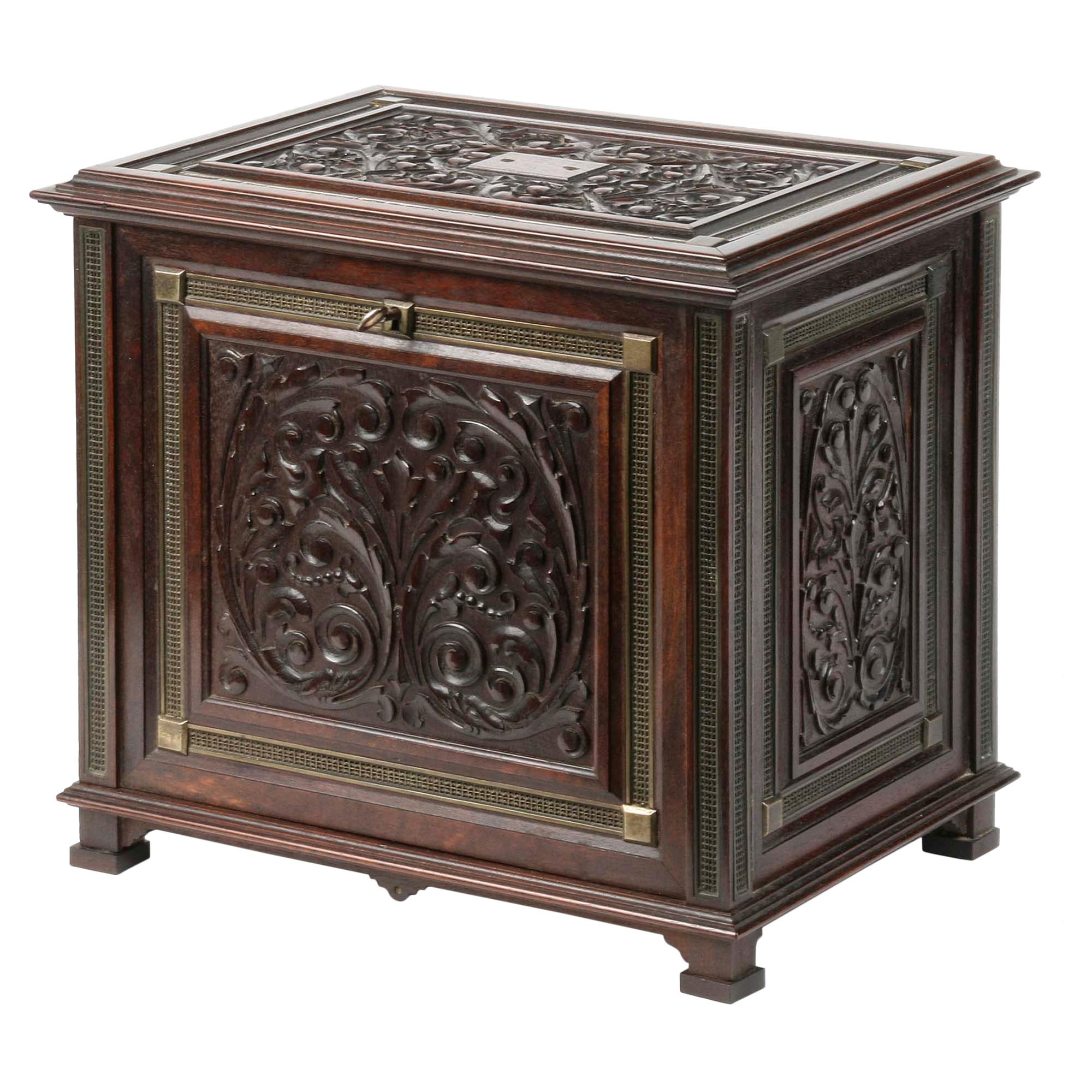 Victorian Mahogany Carved Cigar Box, 19th Century at 1stDibs