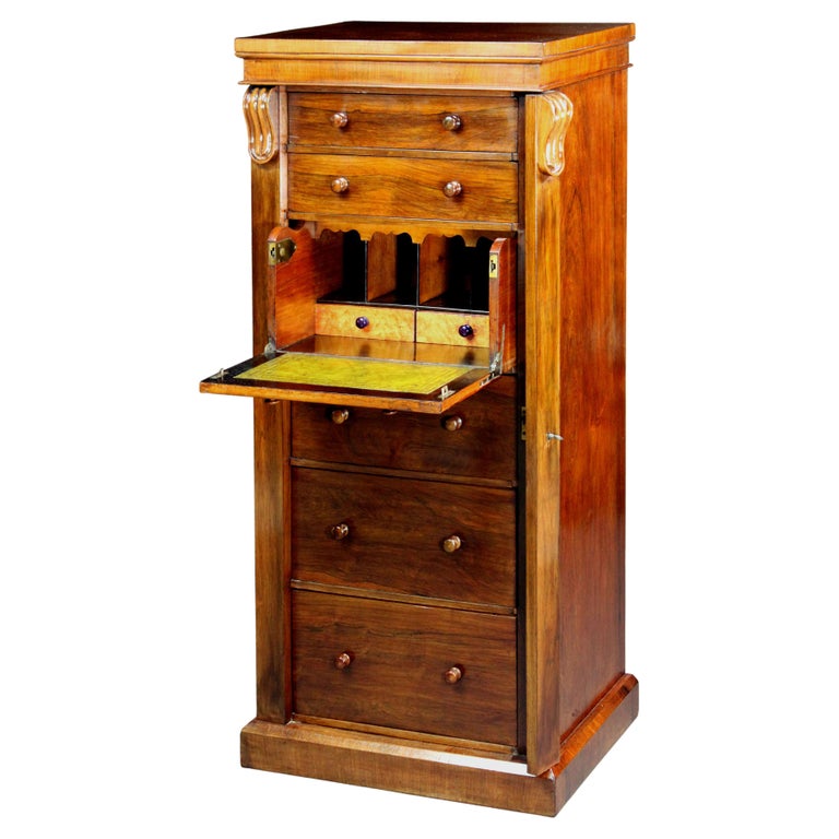Victorian Rosewood Secretaire Wellington Chest For Sale at 1stDibs