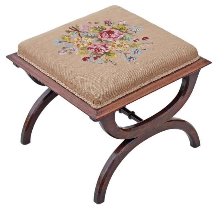 Victorian Rosewood X-Frame Stool Seat Foot at 1stDibs