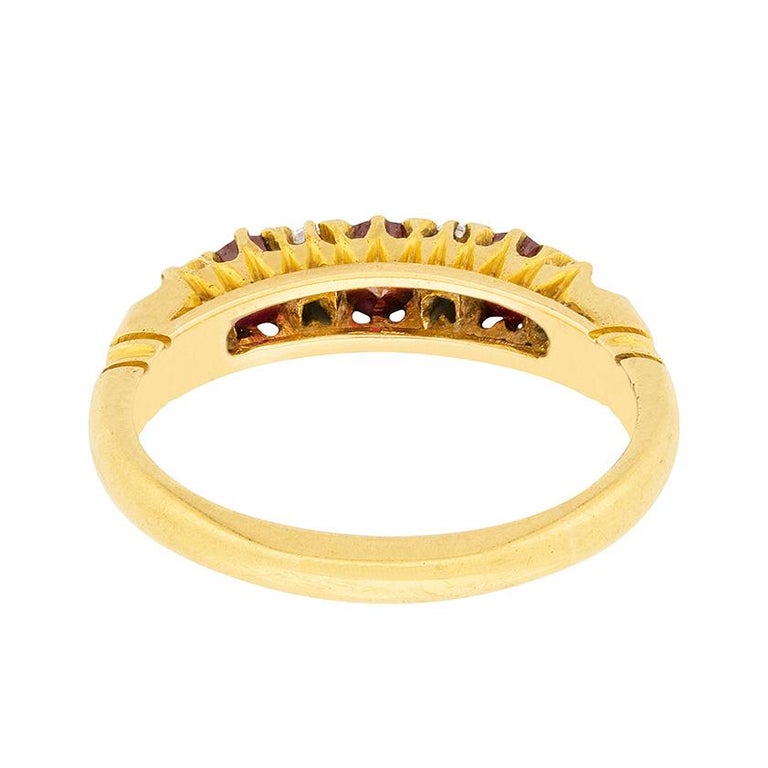 Victorian Ruby and Diamond Carved Shank Ring, circa 1900s at 1stDibs
