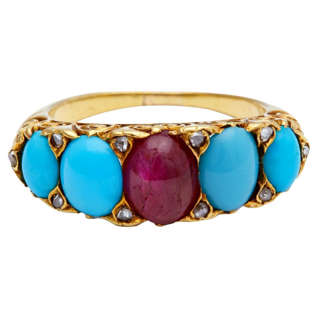 Victorian Turquoise and Diamond Ring at 1stDibs | turquoise engagement ring