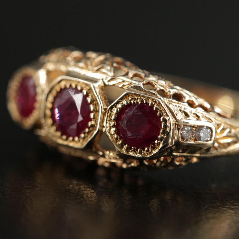 Customizable Victorian Ruby Yellow Gold Wedding Band Art Deco Ruby ...