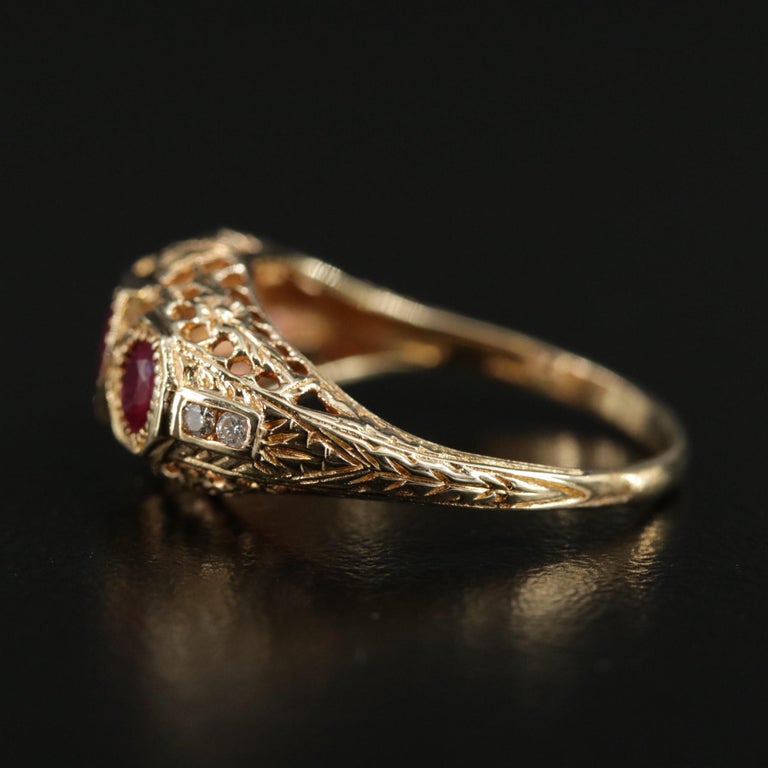 Customizable Victorian Ruby Yellow Gold Wedding Band Art Deco Ruby ...