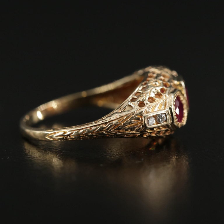 Customizable Victorian Ruby Yellow Gold Wedding Band Art Deco Ruby ...