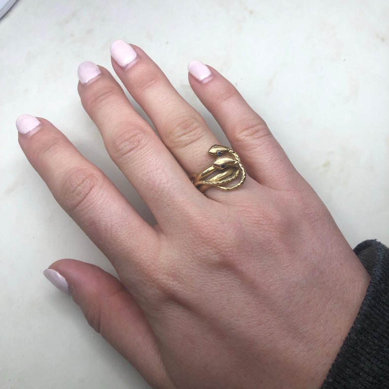 Victorian Sapphire and 18 Carat Gold Snake Ring at 1stDibs