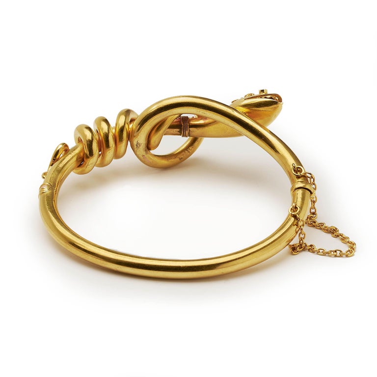 Victorian Sapphire, Diamond, Ruby and Gold Snake Bangle, circa 1860 For ...
