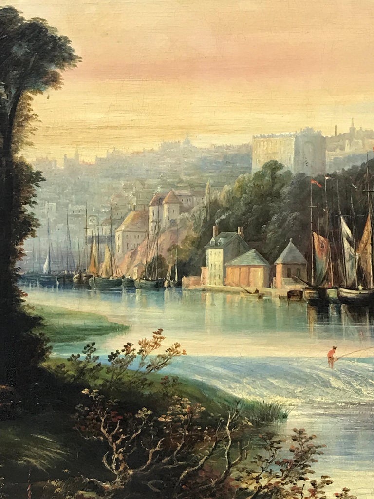 Victorian School - Large Victorian British Oil Painting Castle besides ...