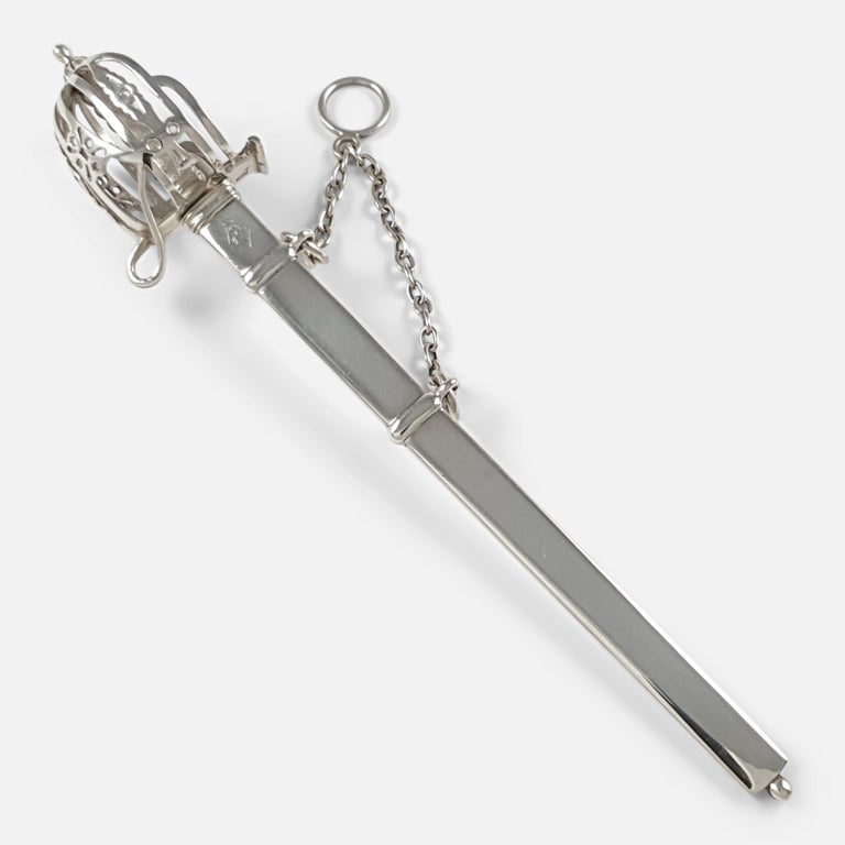 Victorian Silver Basket-Hilted Broad Sword Letter Opener, E.H ...