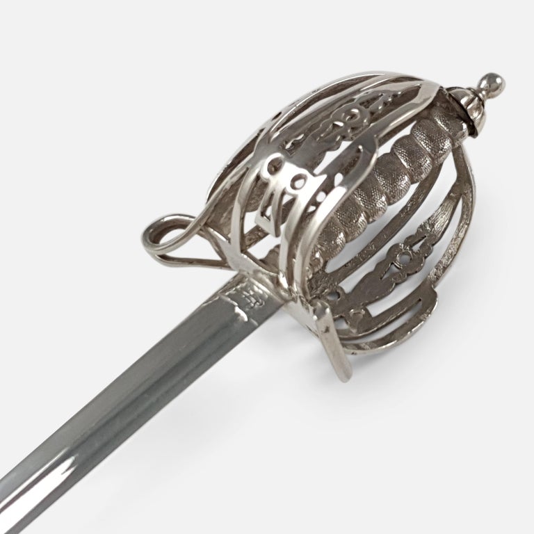 Victorian Silver Basket-Hilted Broad Sword Letter Opener, E.H ...