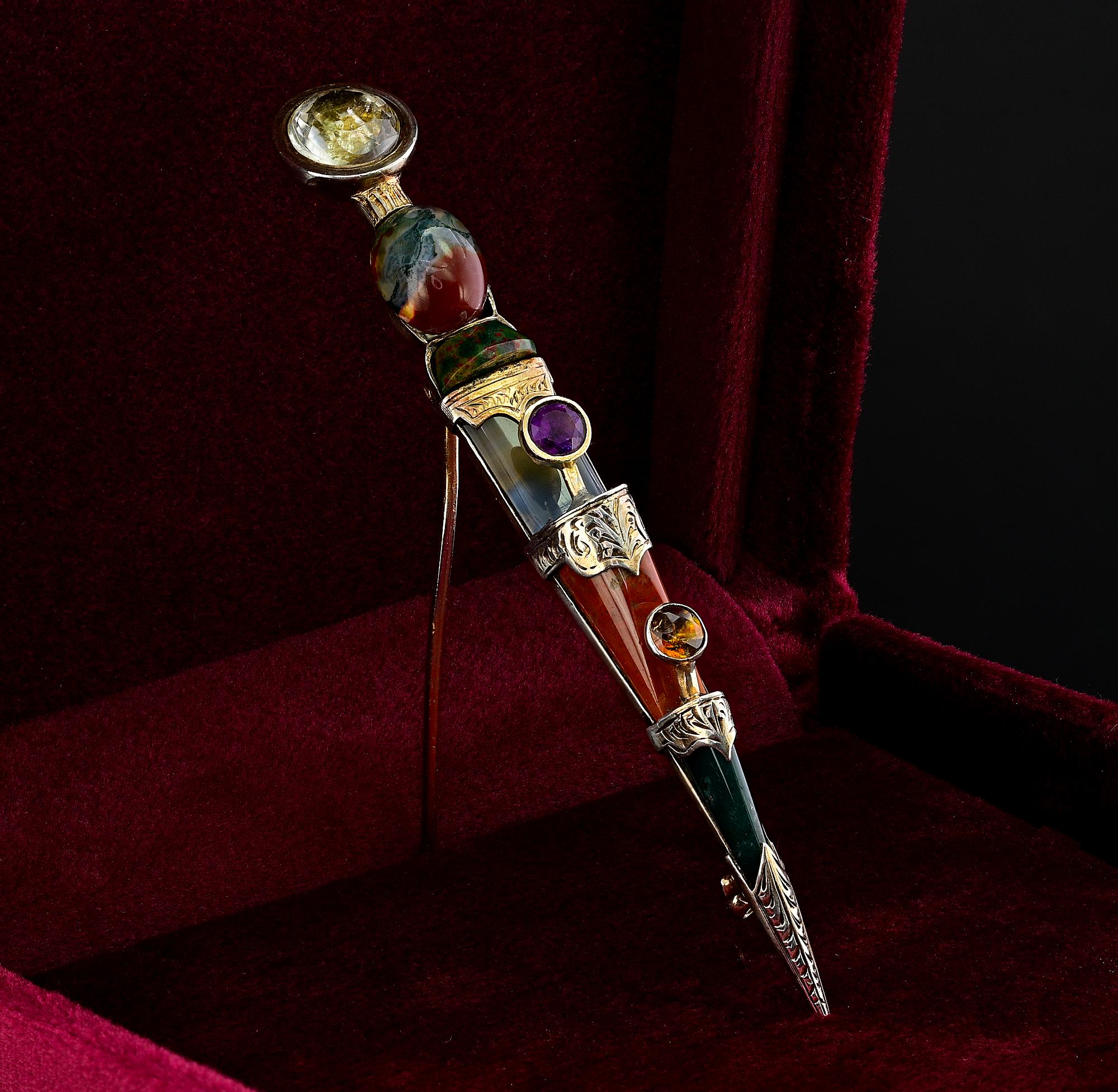 Victorian Scottish Dirk Kilt Brooch in Silver For Sale at 1stDibs