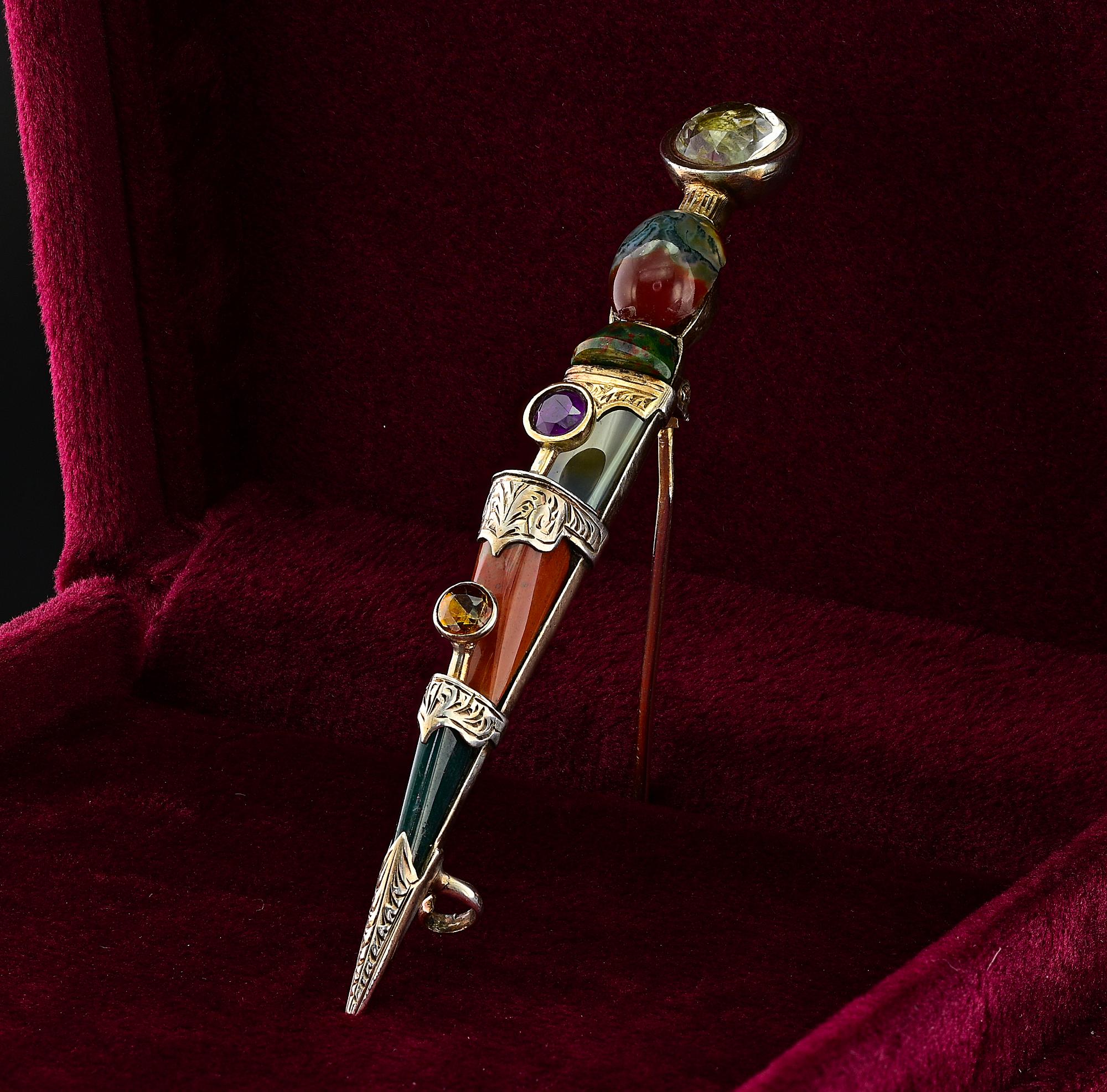 Victorian Scottish Dirk Kilt Brooch in Silver For Sale at 1stDibs