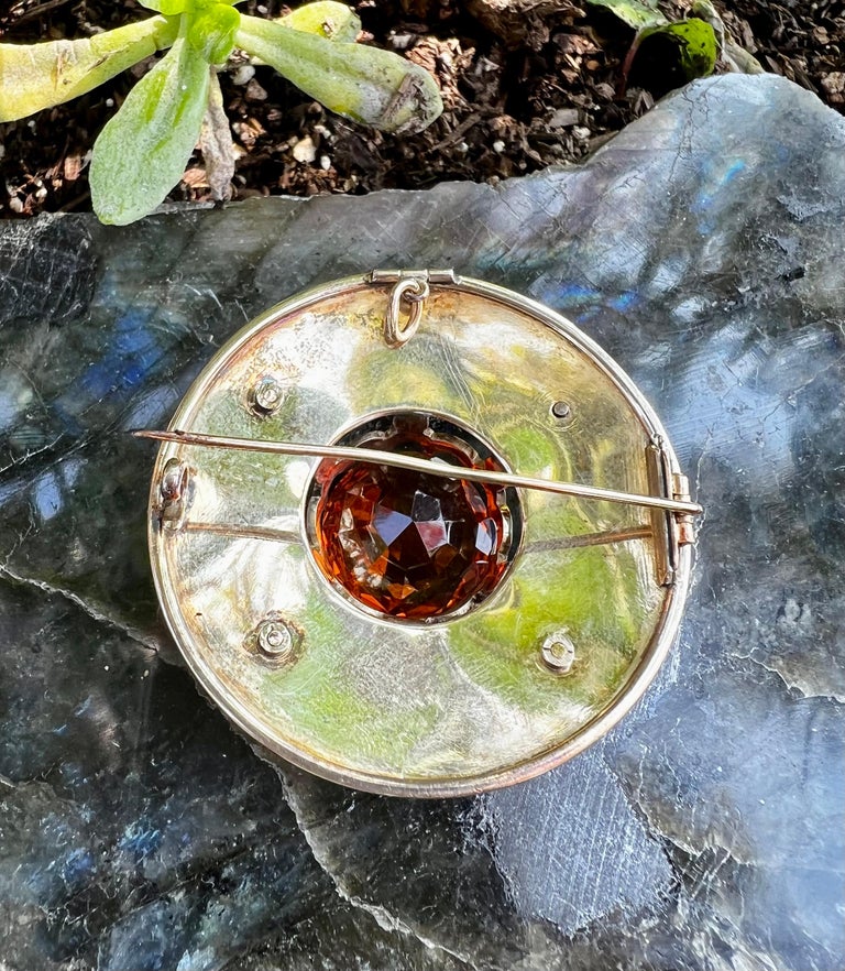 Victorian Scottish Kilt Brooch in 14 Karat Gold, Citrine and Amethyst ...