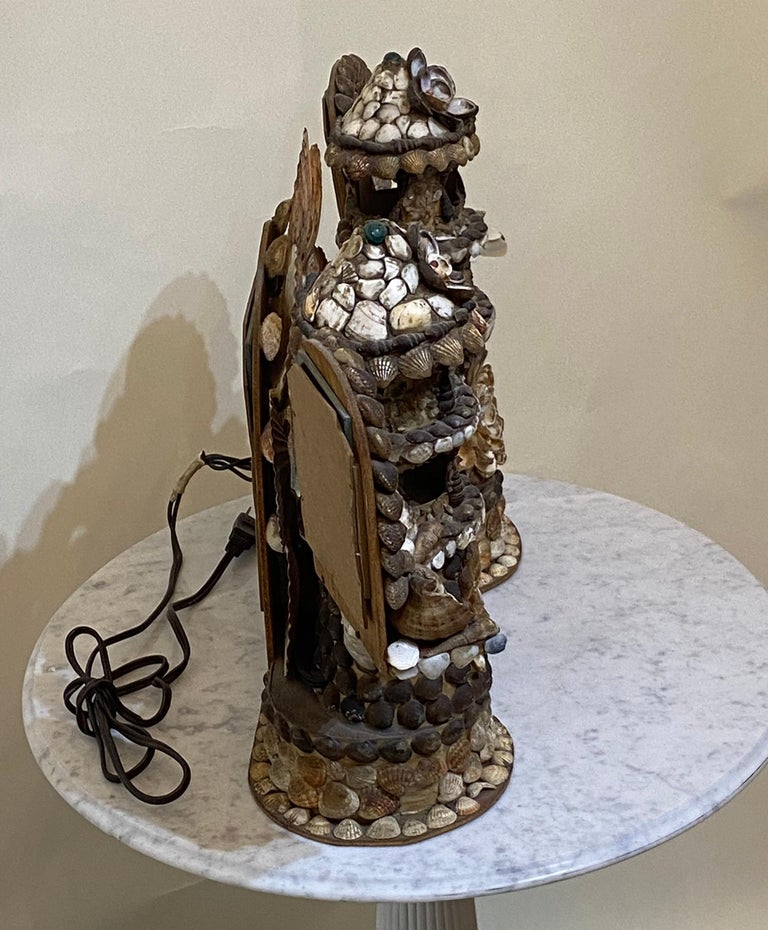 Victorian Seashell Art Lighthouse Night Light For Sale at 1stDibs